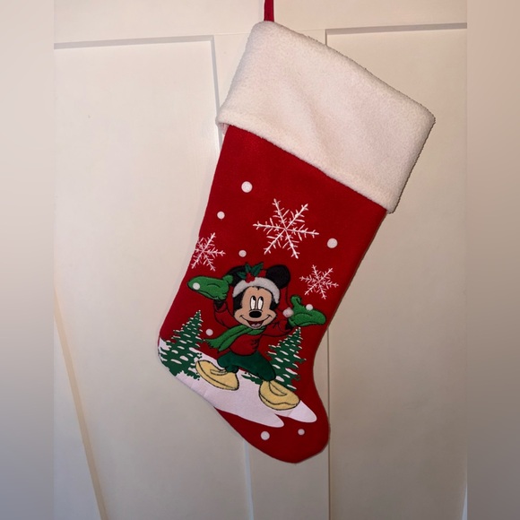 Disney | Holiday | Vintage Mickey Mouse Christmas Stocking 8 In Snow ...